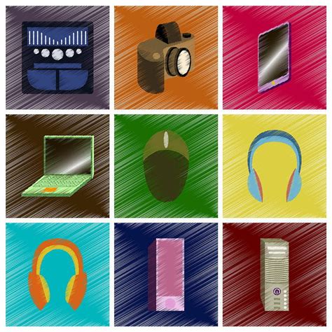 어셈블리 플랫 음영 스타일 아이콘 가제트 벡터 Ai Eps Uidownload