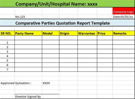 comparative statement format purchase department comparative statement format purchase department