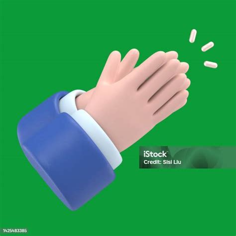 그린 스크린 Mockupcartoon 캐릭터 손이 큰 소리로 박수 치거나 박수를 보냅니다 푸티지 및 클리핑 경로에 대한 그린