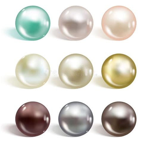 Realistic Different Colors Pearls Set Royalty Free Vector B9b Pearl