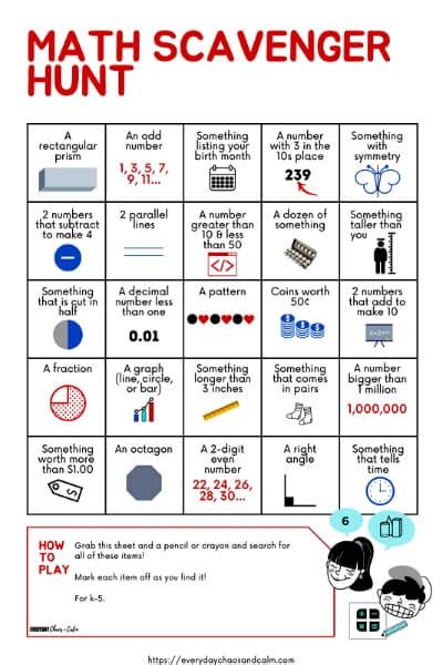 Math Scavenger Hunt Ideas Classroom Free Printables Printable Scavenger Hunt
