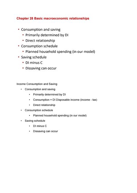 5 Chapter 28 Basic Macroeconomic Relationships Chapter 28 Basic