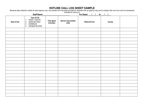 Excel Log Sheet Template