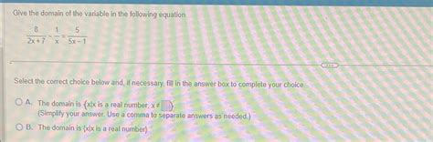 Solved Give The Domain Of The Variable In The Following Chegg Com