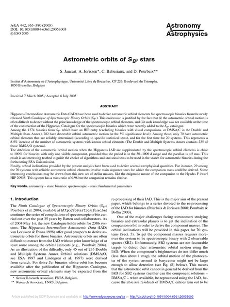 Astrometric Orbit Stars Pdf Astrometry Stars