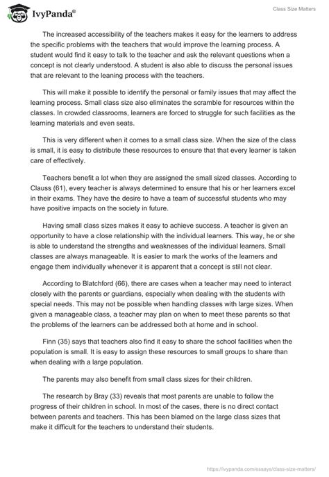 Class Size Matters 1413 Words Critical Writing Example