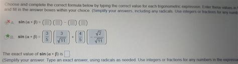 Solved Choose And Complete The Correct Formula Below By Typing The