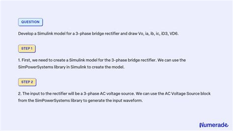 Solved Develop A Simulink Model For A 3 Phase Bridge Rectifier And