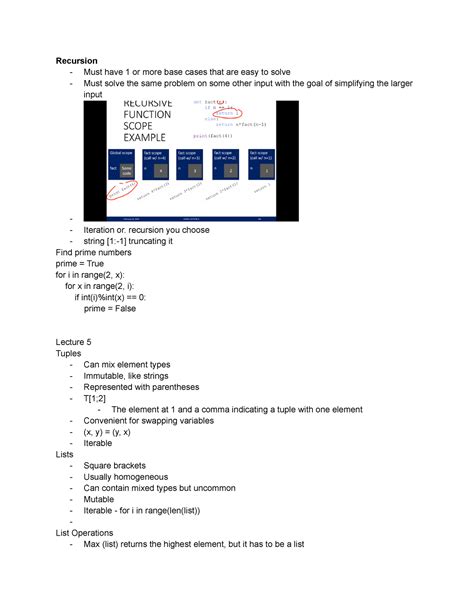 60001 Lecture Notes V2 Recursion Must Have 1 Or More Base Cases That Are Easy To Solve