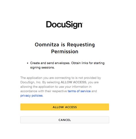 Adding Your Docusign Credentials To Oomnitza Oomnitza Documentation
