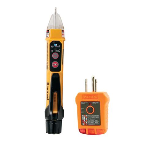 Klein Tools 2 Piece Non Contact Voltage Tester With Laser Pointer And Gfci Outlet Tester Tool Set