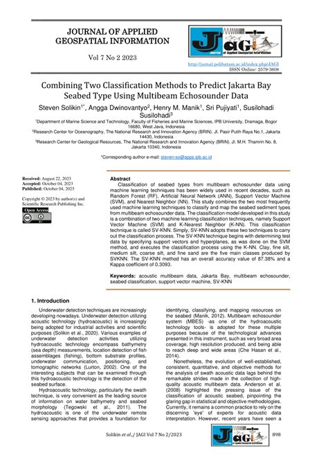 Pdf Combining Two Classification Methods For Predicting Jakarta Bay Seabed Type Using