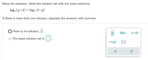 Solved Solve The Equation Write The Solution Set With The Chegg Com