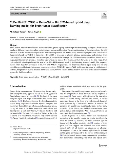 Yodenbi Net Yolo Densenet Bi Lstm Based Hybrid Deep Learning Model For Brain Tumor