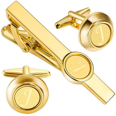 Hawson 2 Inch Tie Clips And Cufflinks Sets For Men A Z Gold Engraved