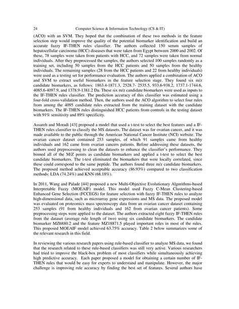 Grc Ms A Genetic Rule Based Classifier Model For Analysis Of Mass Spectra Data Pdf