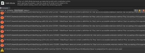 videoplayer does not contain a definition for play and no