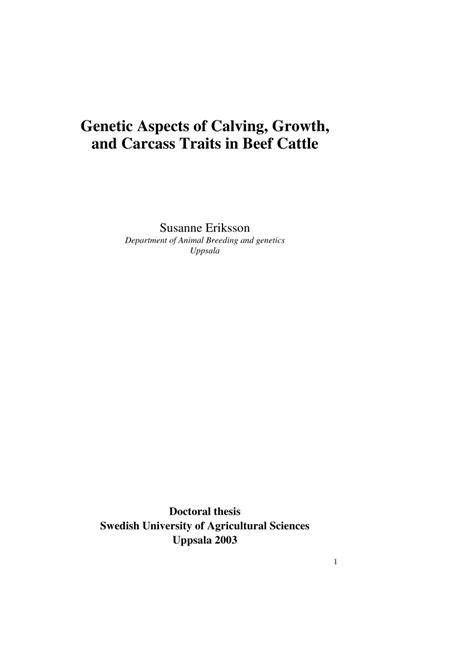 Pdf Genetic Aspects Of Calving Growth And Carcass Traits In Beef Cattle