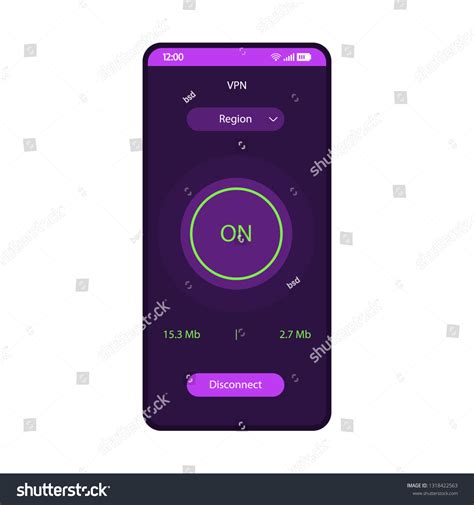 Vpn App Smartphone Interface Vector Template Stock Vector Royalty Free 1318422563