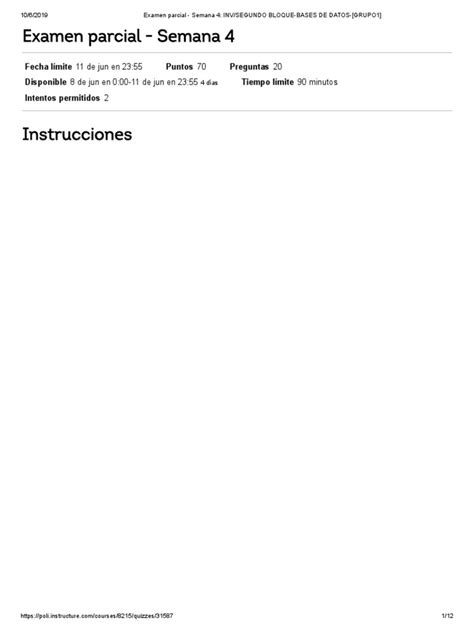 Examen Parcial Final Base De Datos 63 De 70 Pdf Bases De Datos Tabla Base De Datos
