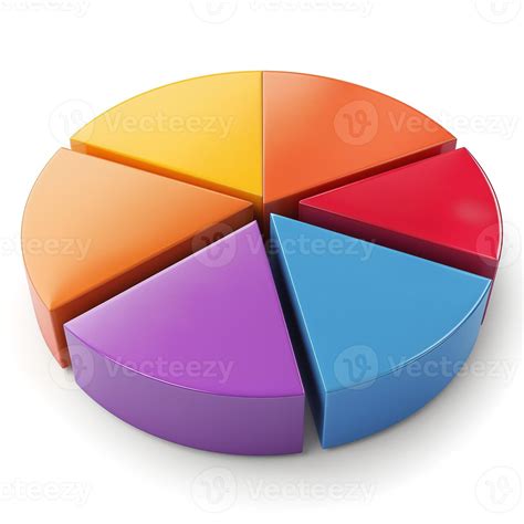 Vibrant 3d Pie Chart Showcasing Six Segments In Bold Colors Symbolizing Data And Analytics