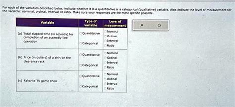 Solved Variable A Total Elapsed Time In Seconds For Completion Of