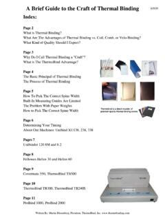 A Brief Guide To The Craft Of Thermal Binding A Brief Guide To The Craft Of Thermal Binding
