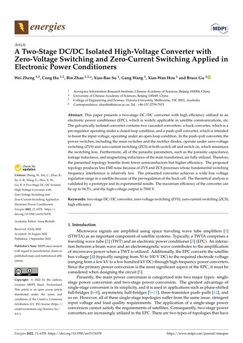 Pdf A Two Stage Dcdc Isolated High Voltage Converter With Zero Voltage Switching And Zero