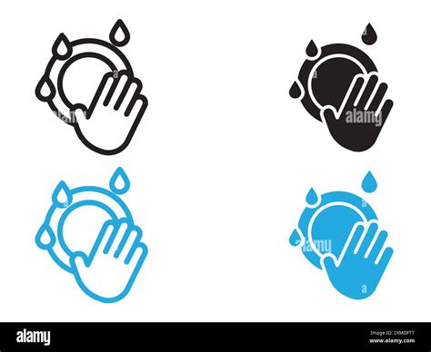 Washing Plate Icon Vector Line Logo Mark Or Symbol Set Collection Outline Style Stock Vector