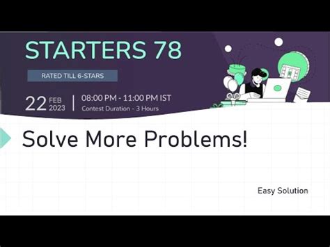 Solve More Problems Codechef Starters YouTube