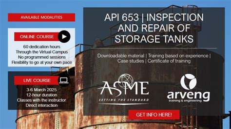 Api 653 Inspection And Repair Of Storage Tanks Online Arveng Training Engineering