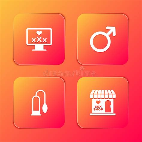 Set Monitor With 18 Plus Content Male Gender Symbol Penis Pump And