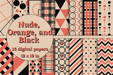 Nude Orange And Black Digital Papers Graphic By Lam Designs Creative Fabrica