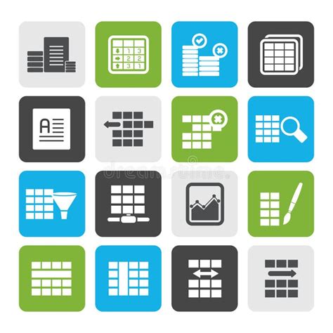 Database And Table Formatting Icons Stock Vector Illustration Of Data
