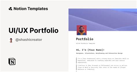 Uiux Portfolio Template By Rshashidhar Reddy Notion Marketplace