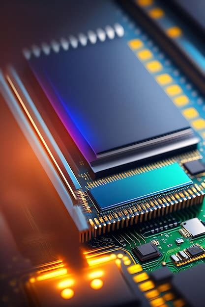 Premium Photo Closeup Of Computer Chip Circuit Board Ram Data Technology Motherboard Electric