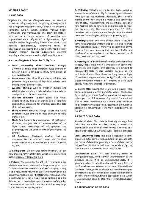 big data mod 1 lecture notes module 1 page 1 1 big data big data is a