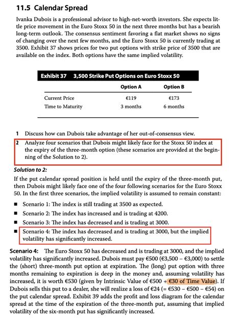 Cfa L3 Option Strategies Calendar Spread Does Anyone Know How Does This Time Value Of Eur