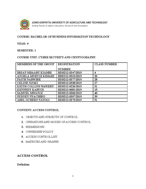 Access Control Group 3 Course Bachelor Of Business Information