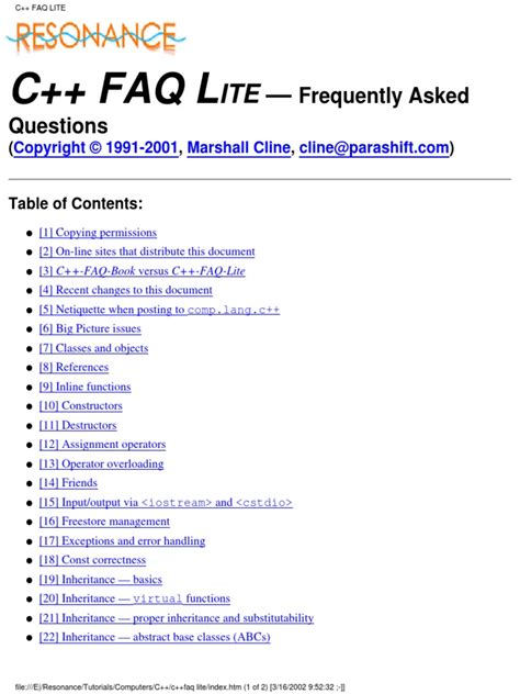 Cplus Faq Pdf Inheritance Object Oriented Programming Class