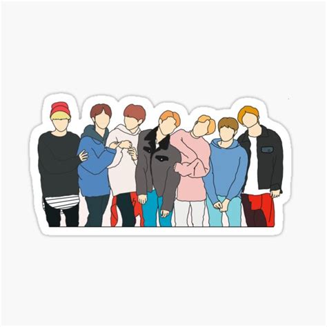 Bts Ot Silhouette Sticker Sticker For Sale By Anipanini Redbubble