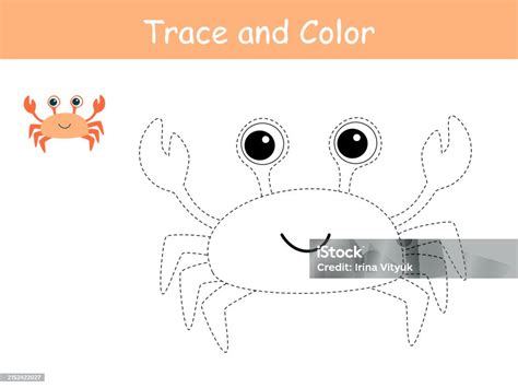 귀여운 붉은 게 해저 바다 생물 흔적 및 색칠 공부 또는 색칠 공부 페이지 벡터 일러스트 레이 션 게에 대한 스톡 벡터 아트 및 기타 이미지 Istock