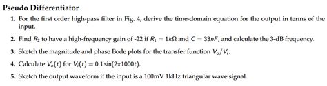 Solved Pseudo Differentiator 1 For The First Order