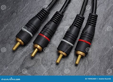 Rca Connector For Audio Signal On Black Slate Background Stock Image 190963681