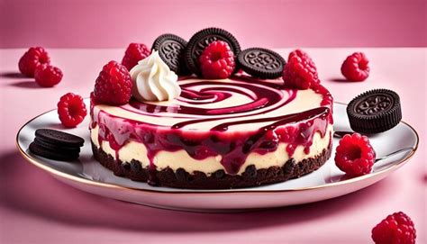 Indulgent Raspberry Swirl Cheesecake With Oreo Crust Premium Ai