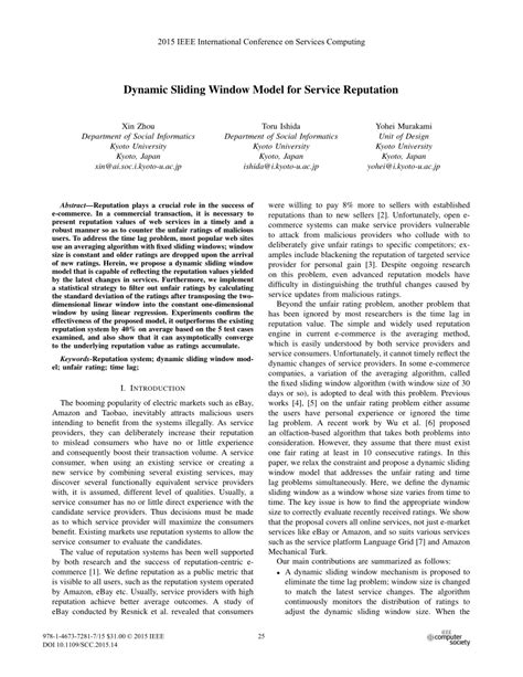 Pdf Dynamic Sliding Window Model For Service Reputation