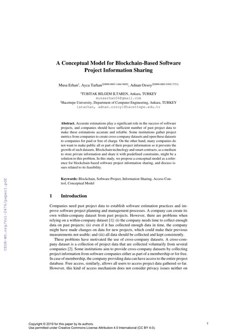Pdf A Conceptual Model For Blockchain Based Software Project