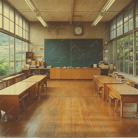 Photo Of A Long And Narrow Japanese Elementary School Classroom With A