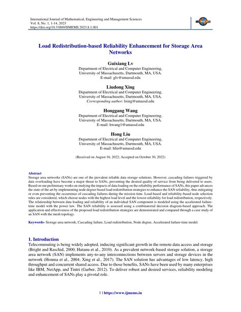 Pdf Load Redistribution Based Reliability Enhancement For Storage Area Networks