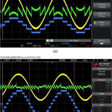 Screenshots Of An Oscilloscope Capturing Input Signals Yellow Its
